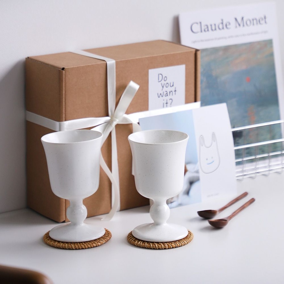 와인·양주·칵테일잔 > 선물포장 도자기 와인잔 고블렛 술잔 280ml 2p 집들이 선물세트 D07 | 오늘의집 쇼핑