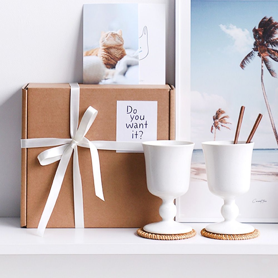 와인·양주·칵테일잔 > 선물포장 도자기 와인잔 고블렛 술잔 280ml 2p 집들이 선물세트 D07 | 오늘의집 쇼핑