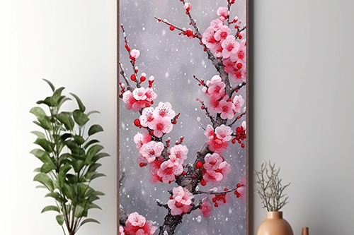 그림·사진 눈내린 매화 그림 와이드 알루미늄 액자 매화꽃 개화 봄 거실 현관 벽 대형 인테리어 오늘의집 쇼핑