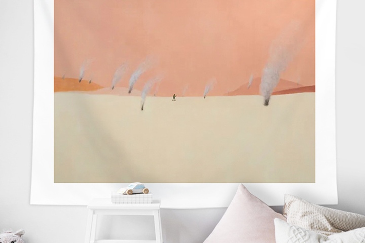 패브릭포스터 북유럽 인테리어 벽걸이 디지털 프린팅 패브릭 포스터 다용도 가림막천 커튼 붉은 노을 화산 오늘의집 쇼핑