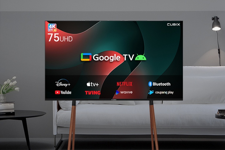 189cm~(75"~) > 이젤큐빅스 190cm(75인치) 구글 스마트 4K UHD TV 안드로이드 에너지1등급 | 오늘의집 쇼핑