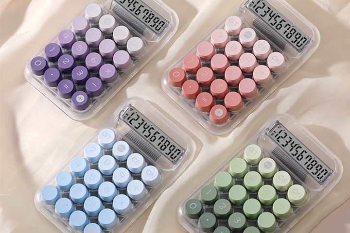디자인문구 휴대용 파스텔 투명 레트로 예쁜 기계식 계산기 4color 오늘의집 쇼핑