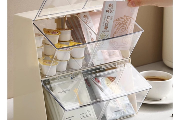 기타수납함 커피 캡슐 스낵 쿠키 과자 탕비실 투명 정리함 정리대 보관함 4구 수납함 오늘의집 쇼핑