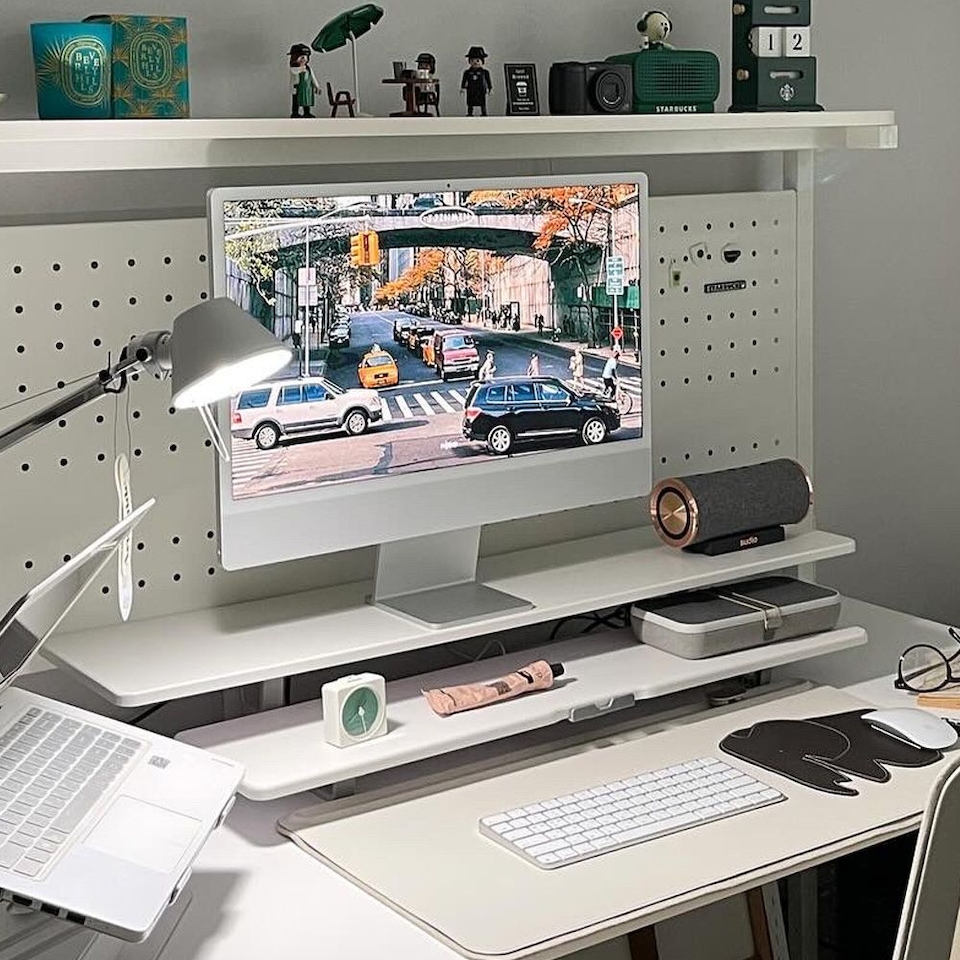 데스크테리어 Dm 95 2단 와이드 받침대 대형 모니터 듀얼 스탠드 높은 받침 950 Mm 오늘의집 쇼핑