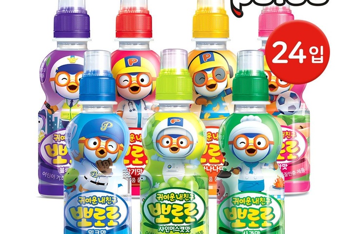 과일·야채음료 > 뽀로로 음료 235ml 7종 24입(밀크/딸기/사과/블루베리/샤인머스캣/바나나/복숭아) | 오늘의집 쇼핑