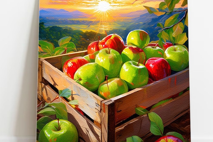 그림·사진 수확한 결실의 사과박스 캔버스액자 청사과 홍사과 그림 금전운 결실을 주는 인테리어액자 오늘의집 쇼핑