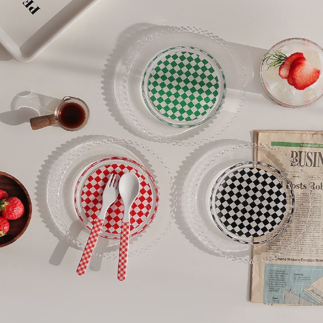 접시·플레이트 > 체크 유리 접시 (3 color) 디저트접시 카페접시 빈티지접시 유리접시 레트로접시 | 오늘의집 쇼핑