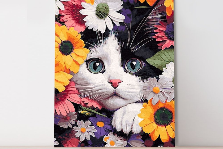 Diy명화그리기 명화그리기 꽃과 고양이 캔버스페인팅 Diy 유화그림 직장인취미 오늘의집 쇼핑