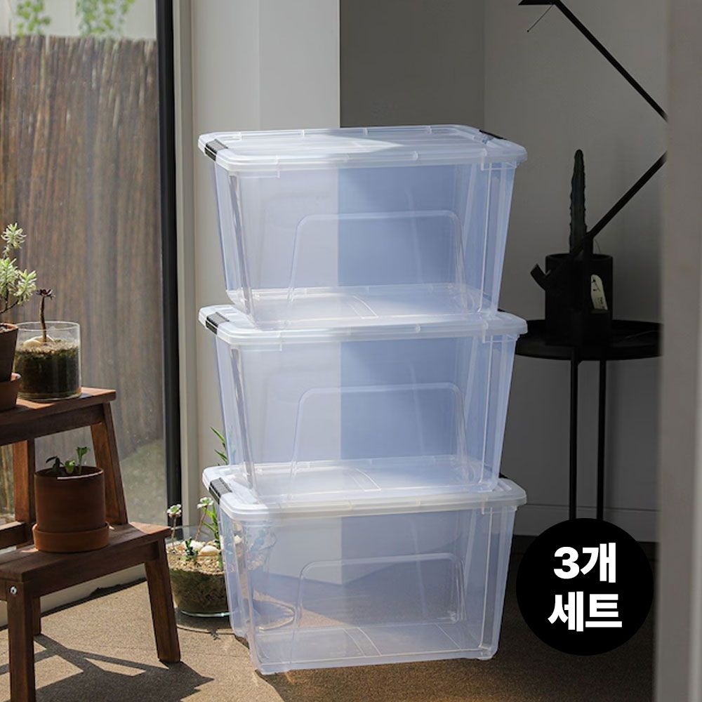 플라스틱리빙박스 111 투명 리빙박스 옷 수납 이불 수납 소품 정리함 5size 버클형 오늘의집 쇼핑