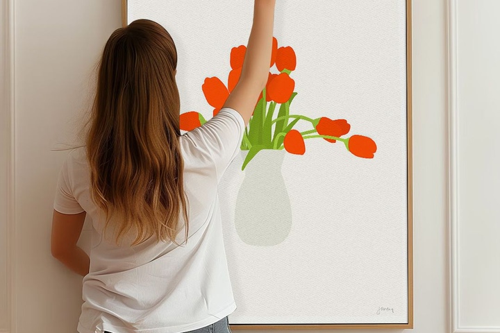 그림·사진 꽃 달항아리 추상 플라워 일러스트 인테리어 그림액자 15수줍은 튤립 오늘의집 쇼핑