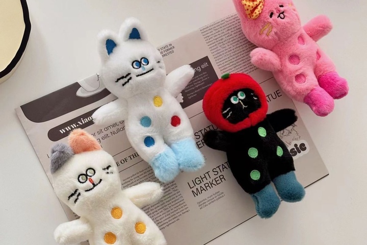 기타디자인용품 Bookaz 도트 키치냥이 고양이 키링 4color 오늘의집 쇼핑