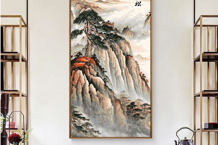 Diy명화그리기 해외 아크릴화 그리기 대형 Diy명화 유화 쉬운그림 캔버스페인팅 소나무 산수화 40x80 오늘의집 쇼핑