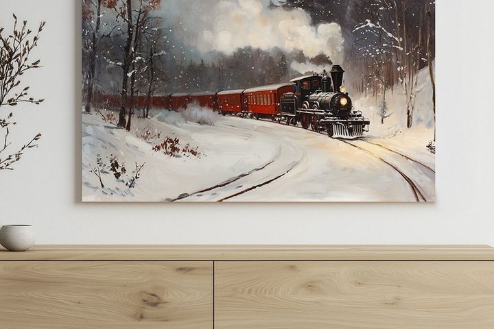 패브릭포스터·그림 겨울 기차 그림 캔버스액자 크리스마스 열차 여행 풍경 성탄절 선물 아이방 인테리어 액자 오늘의집 쇼핑