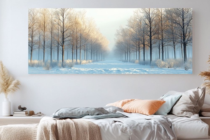 패브릭포스터·그림 겨울숲 와이드 그림 캔버스액자 겨울 풍경화 사무실 거실 카페 벽 대형 인테리어 액자 오늘의집 쇼핑