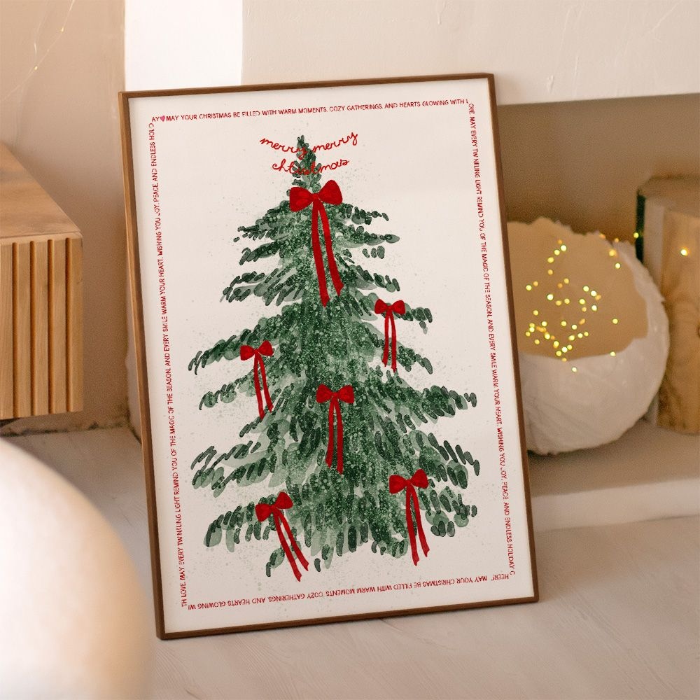 패브릭포스터·그림 > 홀리데이 리본트리 포스터 액자 30종 - C85 Red Ribbon Tree | 오늘의집 쇼핑