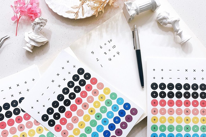 디자인문구 수학 사칙연산 스티커 더하기 빼기 곱하기 나누기 기호스티커 수학학원 교구 오늘의집 쇼핑