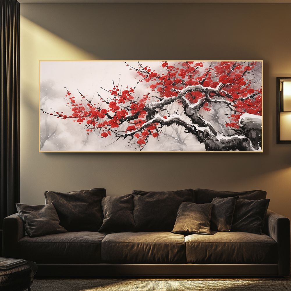 그림·사진 눈속의 붉은 열정 매화 그림 와이드 알루미늄 액자 대형 인테리어 부모님 선물 거실 벽액자 오늘의집 쇼핑