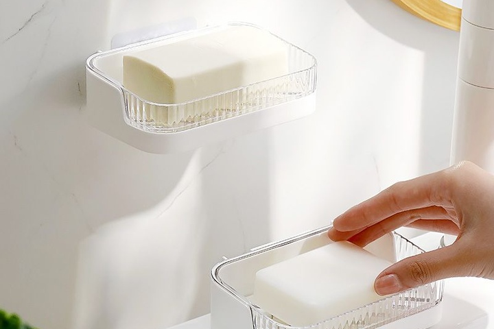 욕실선반·욕실정리 부착식 2단 물빠짐 비누 받침대 세면대 욕실 화장실 비누 무타공 홀더 거치대 오늘의집 쇼핑