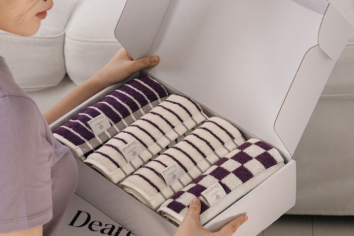 세면타월 페이스 타올 프리미엄 호텔수건 4p Set 그레이프수건선물패키지 오늘의집 쇼핑