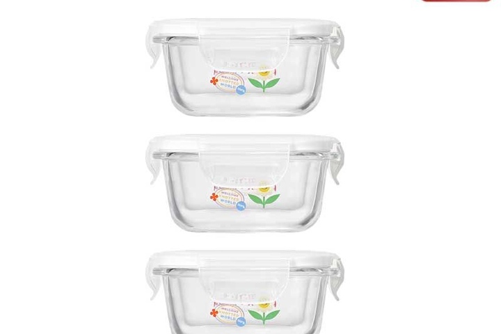 밀폐용기·반찬통 > 노티드 내열유리 밀폐용기 4면 반찬통 정사각 310ml 3개 | 오늘의집 쇼핑