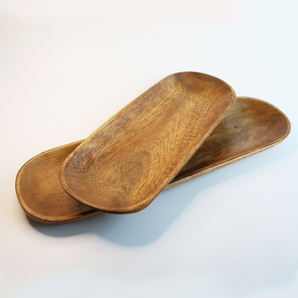 접시·플레이트 우드 롱트레이 아카시아 나무 디저트접시 디저트 김밥 타원 긴 플레이트 통판 롱접시 쟁반 오늘의집 쇼핑