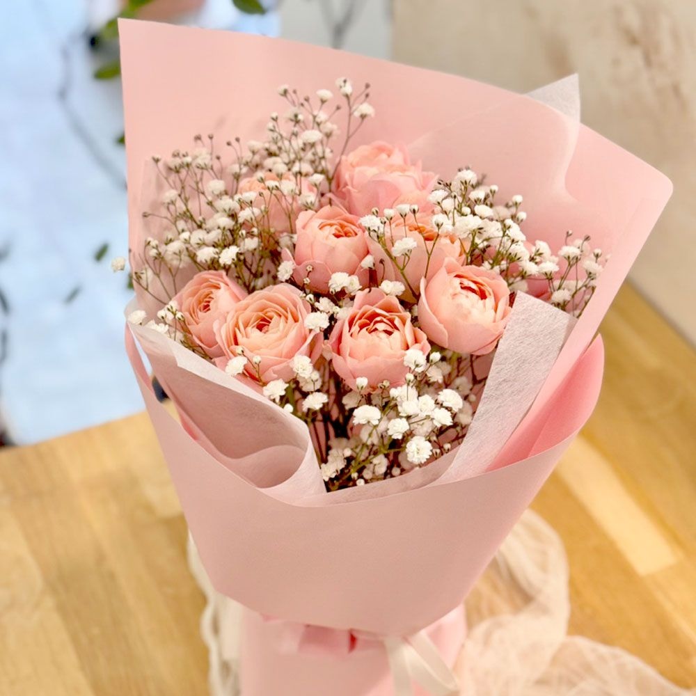 꽃다발·플라워박스 미니장미 안개꽃 생화 꽃다발 포장 오늘의집 쇼핑