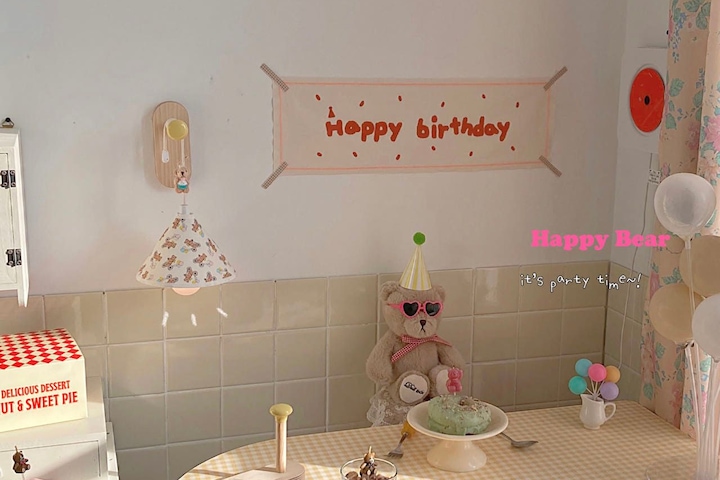 파티·이벤트용품 파티시리즈 2color 해피베어 생일 가랜드 쉐이드 감성조명 가구 소품 인테리어 오늘의집 쇼핑