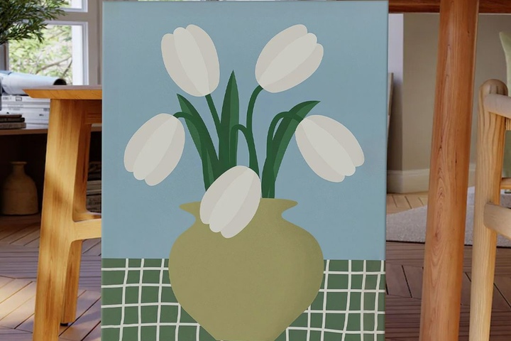 그림·사진 봄날의컬러 꽃병일러스트 꽃그림 카페인테리어 캔버스그림액자02pure Tulips 오늘의집 쇼핑