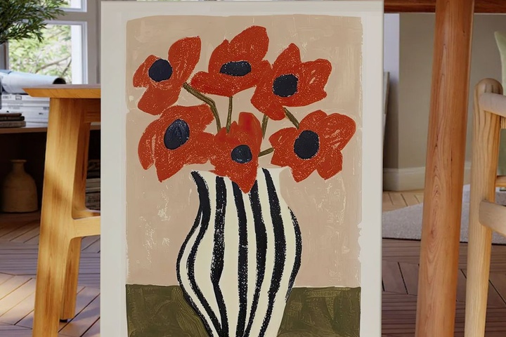 그림·사진 봄날의컬러 꽃병 일러스트 꽃그림 카페인테리어 캔버스그림액자06redandblack 오늘의집 쇼핑