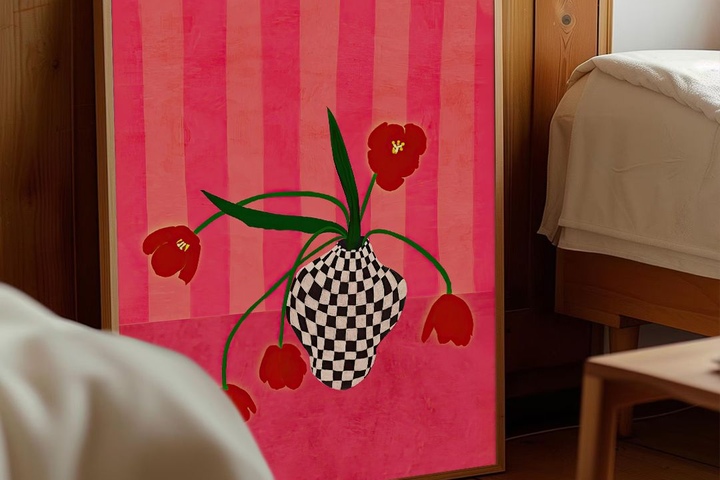 그림·사진 봄날의컬러 꽃병 일러스트 카페인테리어 캔버스그림액자08pink Table 오늘의집 쇼핑
