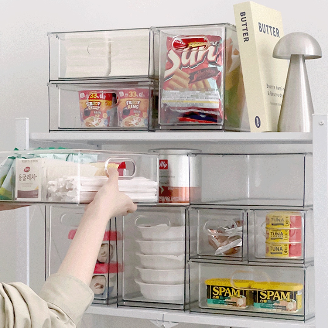 플라스틱리빙박스 퓨린 아크릴 적층식 정리함 3size 서랍 팬트리 정리함 플라스틱 리빙박스 정리함 오늘의집 쇼핑