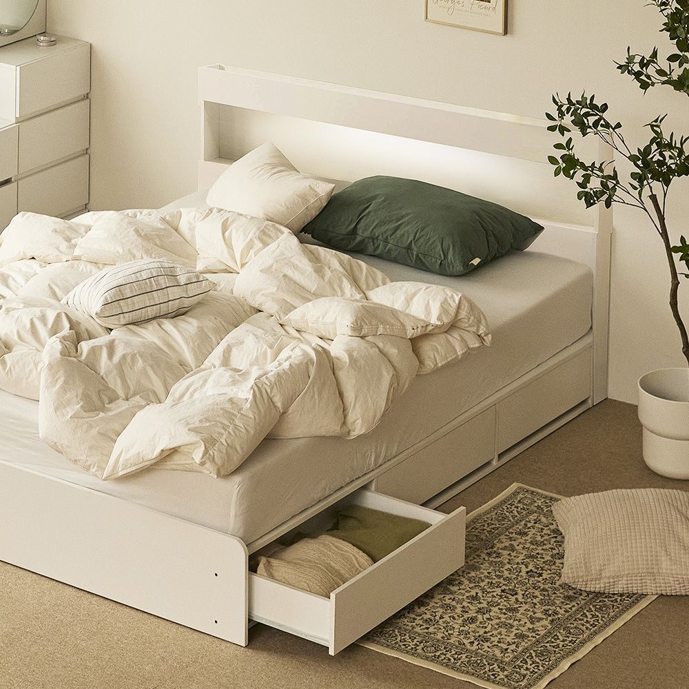 침대프레임 > 프레임+매트/캐더린 LED조명 바닥막힌벙커 수납침대 SSQ | 오늘의집 쇼핑